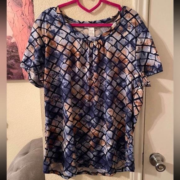 Tops | Emily Stacy Plus Size Womens Short Sleeve Blue Summer Top Blue ...